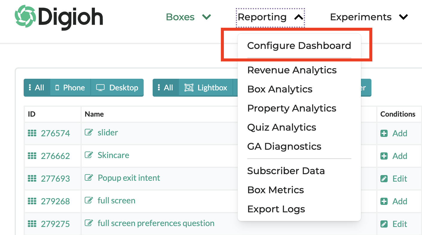 Building A Custom Dashboard In Digioh Digioh Help Docs